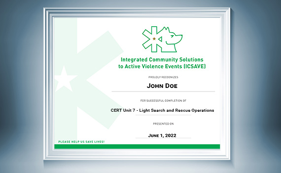 Certificate of Completion – CERT Unit 7 – Light Search and Rescue ...